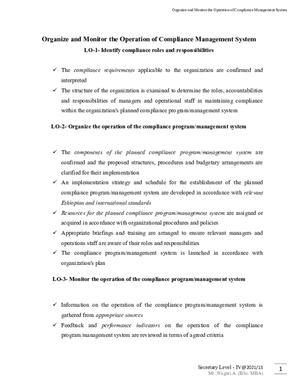 (PDF) Organize and Monitor the Operation of Compliance Management ...