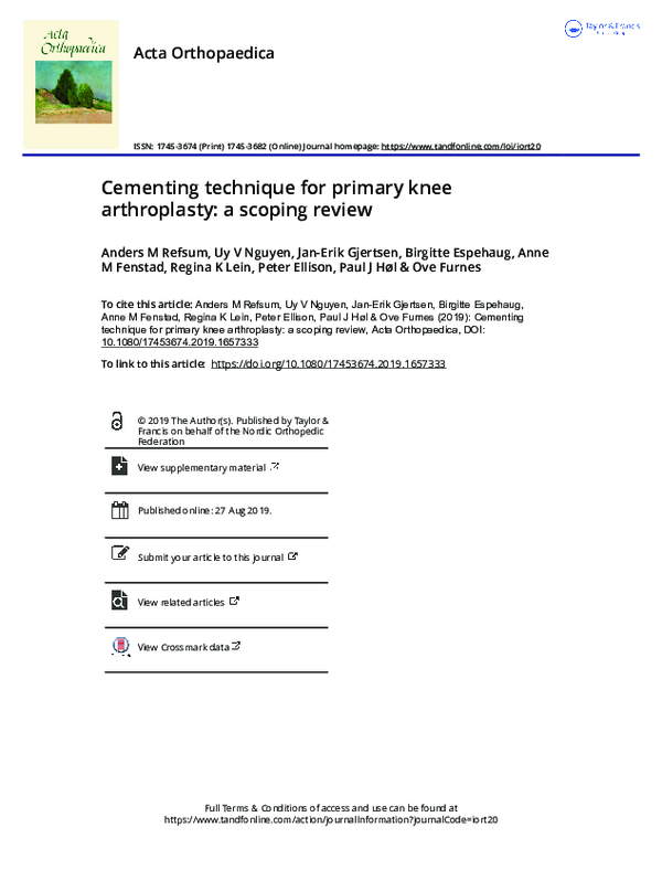 (PDF) Cementing technique for primary knee arthroplasty: a scoping ...