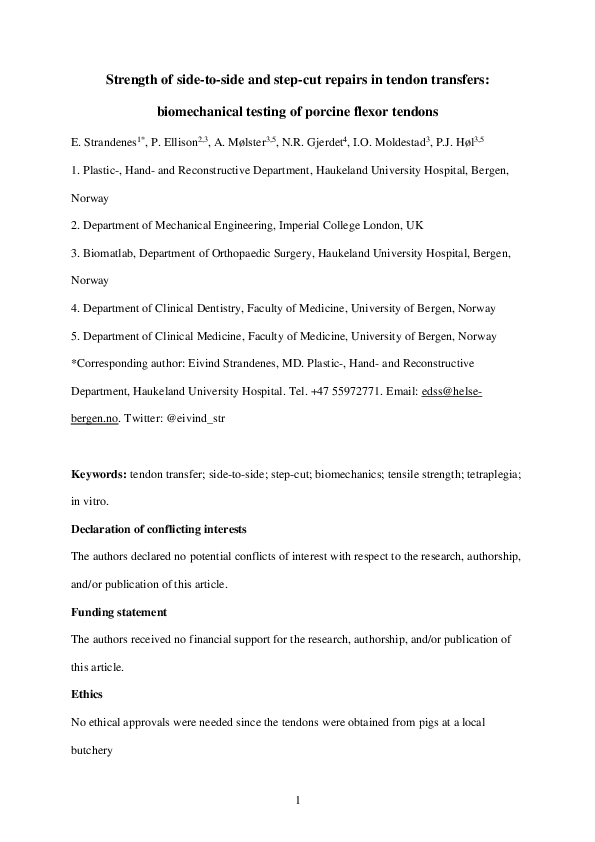 (PDF) Strength of side-to-side and step-cut repairs in tendon transfers ...