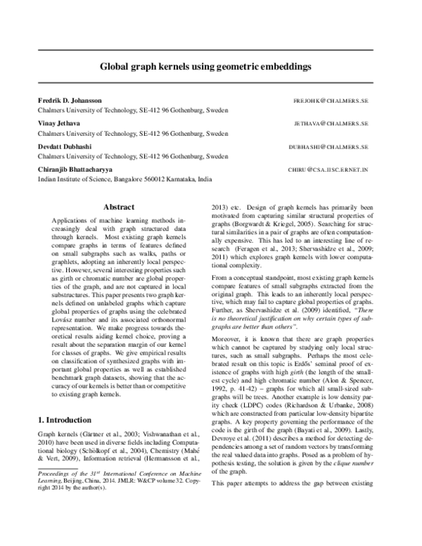 (PDF) Global graph kernels using geometric embeddings