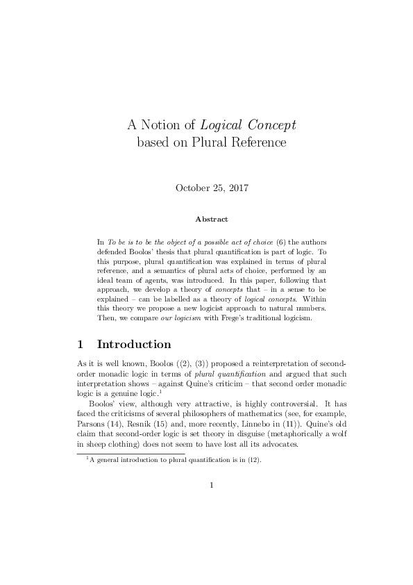 (PDF) A Notion of Logical Concept Based on Plural Reference | Enrico ...