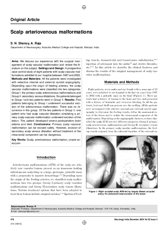 (PDF) Scalp arteriovenous malformations