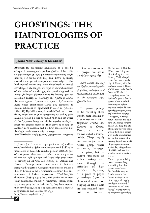 (PDF) Ghostings: The Hauntologies of Practice