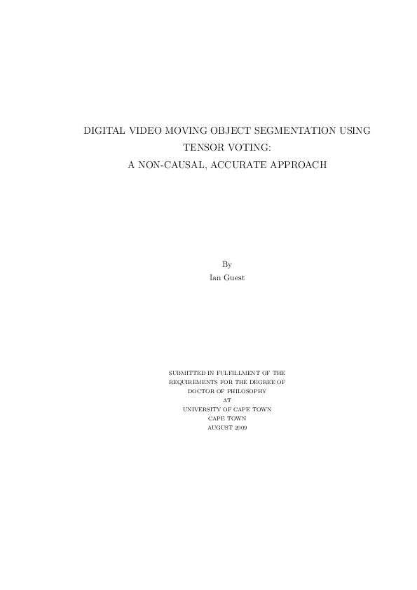 (PDF) Digital video moving object segmentation using tensor voting: A non-causal, accurate approach