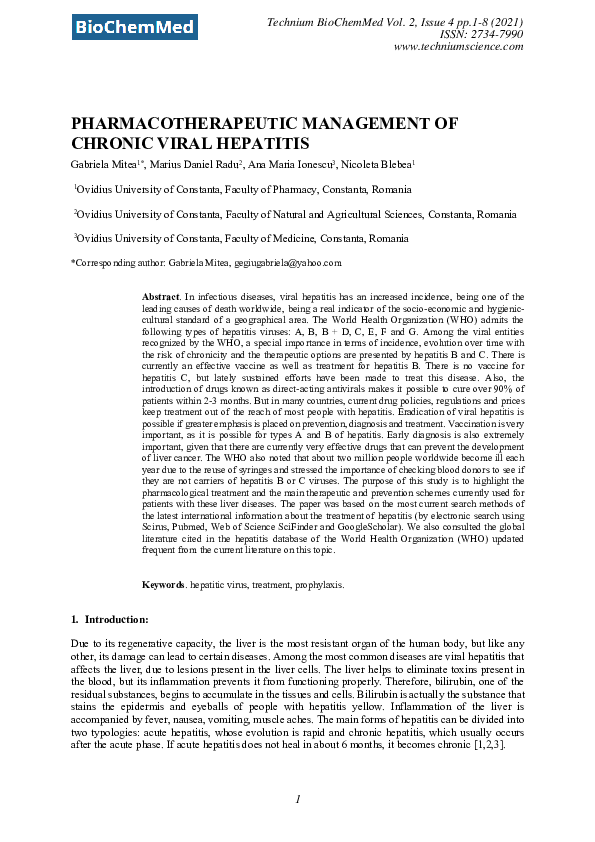 (PDF) Pharmacotherapeutic management of chronic viral hepatitis