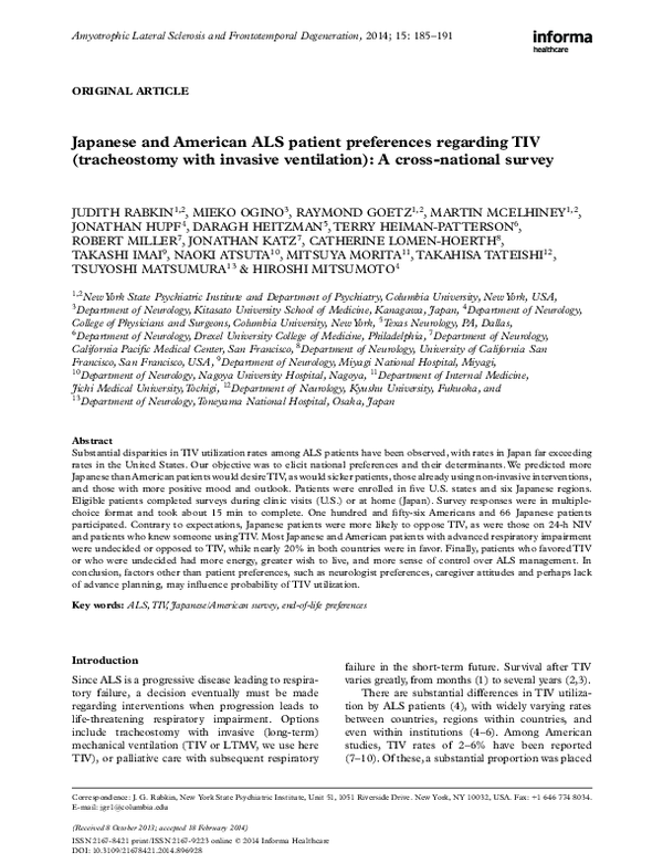 (PDF) Japanese and American ALS patient preferences regarding TIV ...
