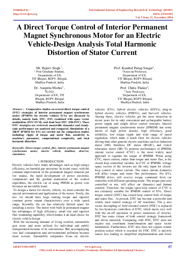 Pdf A Direct Torque Control Of Interior Permanent Magnet Synchronous