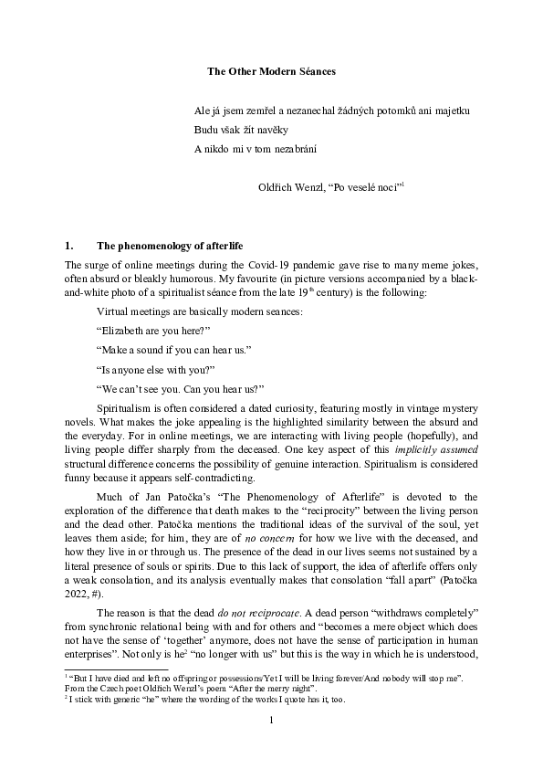 (DOC) The Other Modern Séances (pre-proof) | Ondřej Beran - Academia.edu