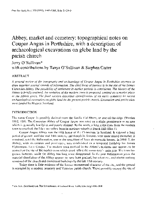 (PDF) Abbey, market and cemetery: topographical notes on Coupar Angus ...