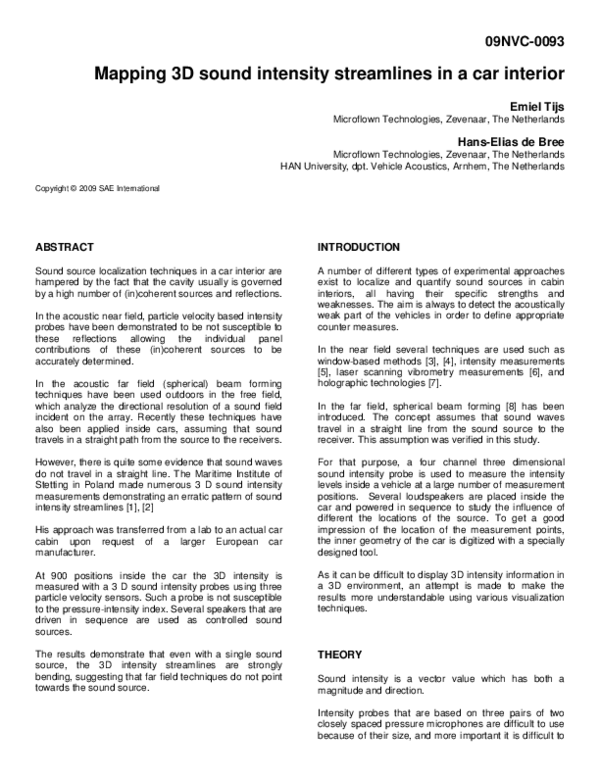 (PDF) Mapping 3D Sound Intensity Streamlines in a Car Interior
