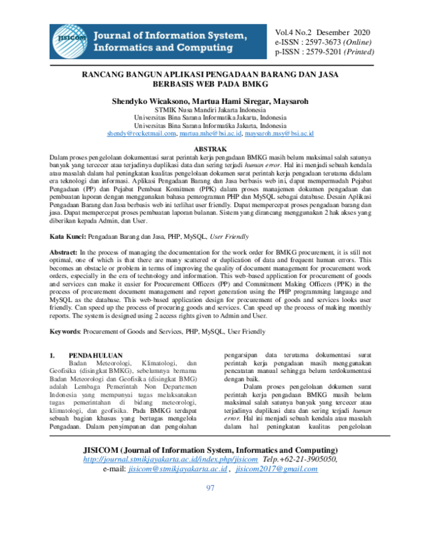 (PDF) Rancang Bangun Aplikasi Pengadaan Barang Dan Jasa Berbasis Web Pada BMKG | Shendyko ...