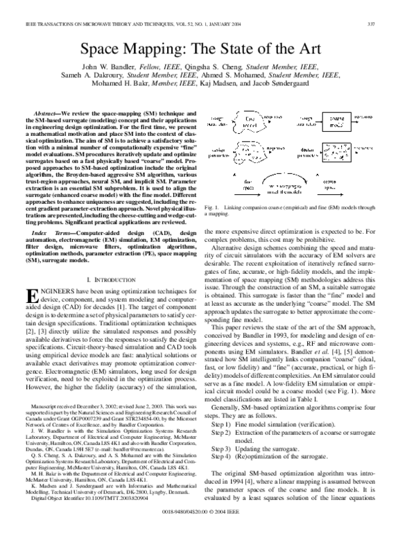 (PDF) State of the Art in Space Mapping for Engineering Optimization