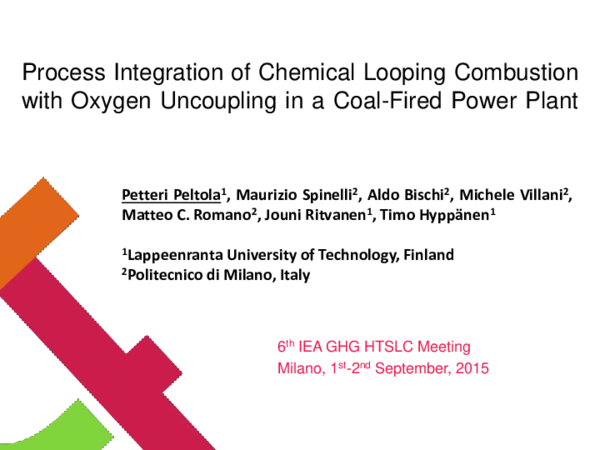 (PDF) Process integration of chemical looping combustion with oxygen ...