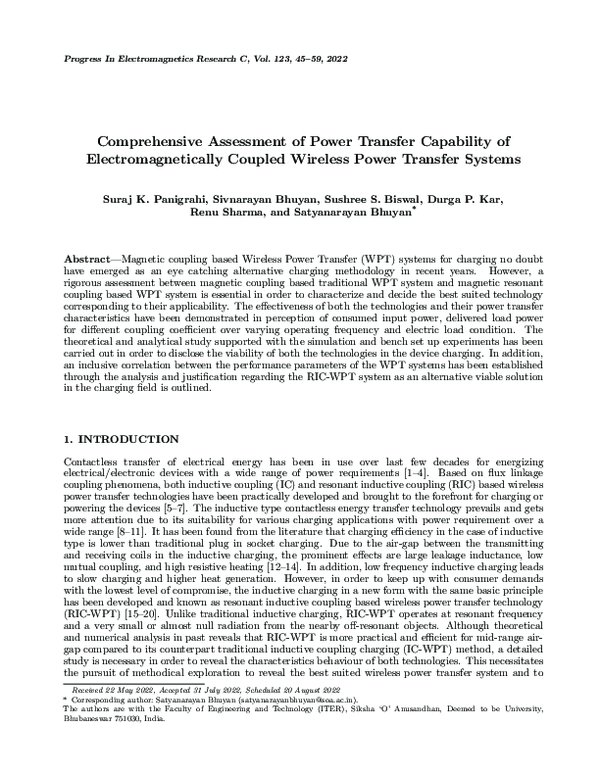 (PDF) Comprehensive Assessment of Power Transfer Capability of Electromagnetically Coupled ...