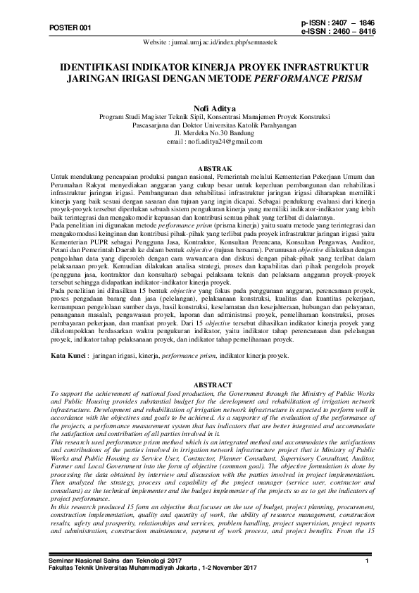 (PDF) Identifikasi Indikator Kinerja Proyek Infrastruktur Jaringan ...