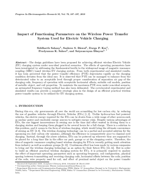 (PDF) Impact of Functioning Parameters on the Wireless Power Transfer ...