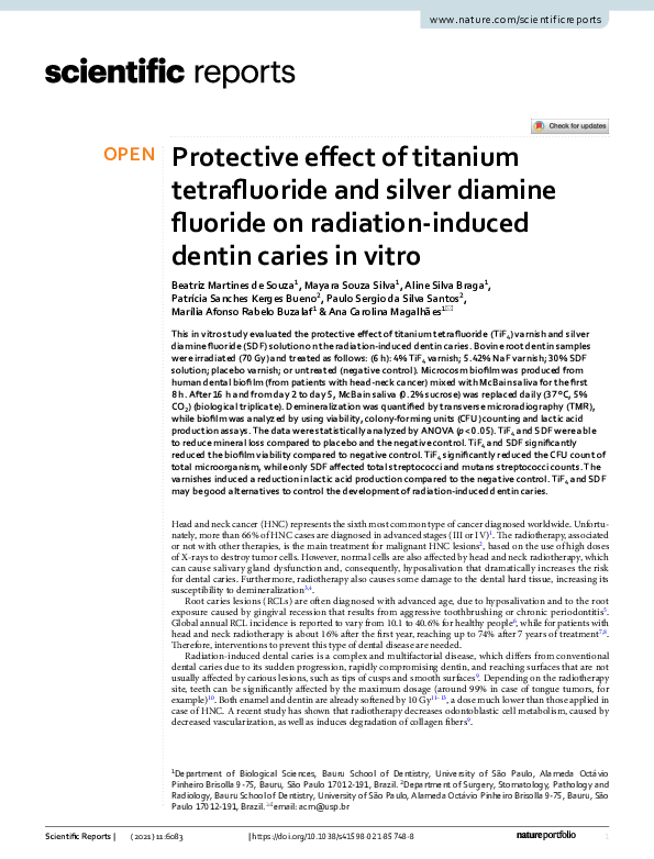 (PDF) Protective effect of titanium tetrafluoride and silver diamine ...