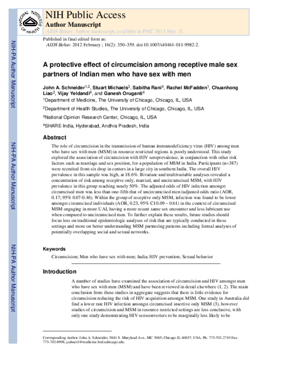 (PDF) A Protective Effect of Circumcision Among Receptive Male Sex ...
