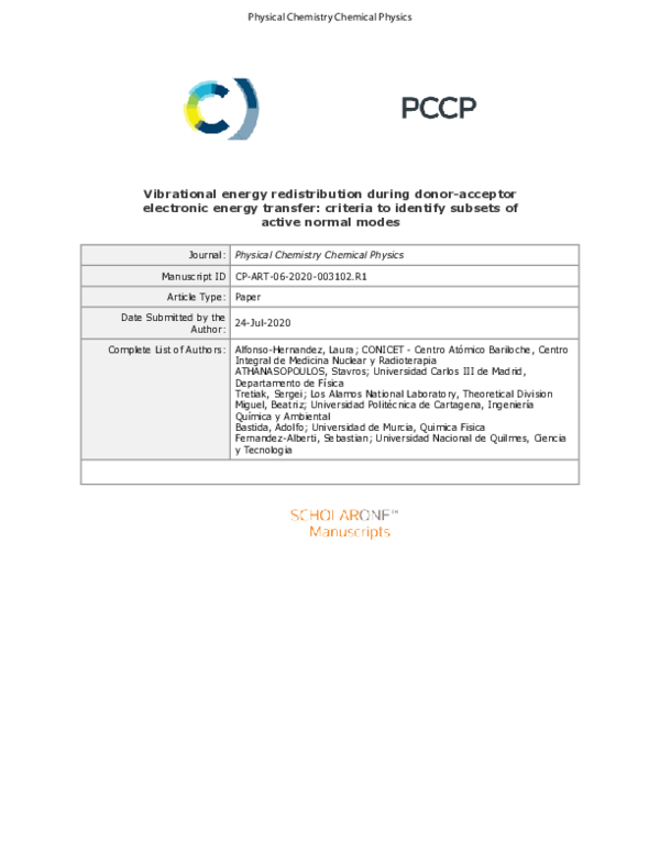 (PDF) Identifying Active Normal Modes in Energy Transfer