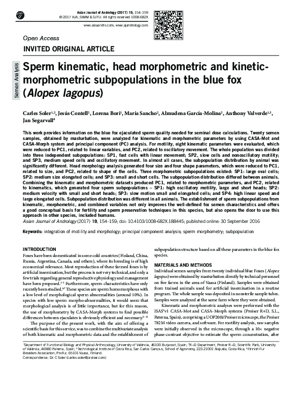 (PDF) Sperm kinematic, head morphometric and kinetic-morphometric ...