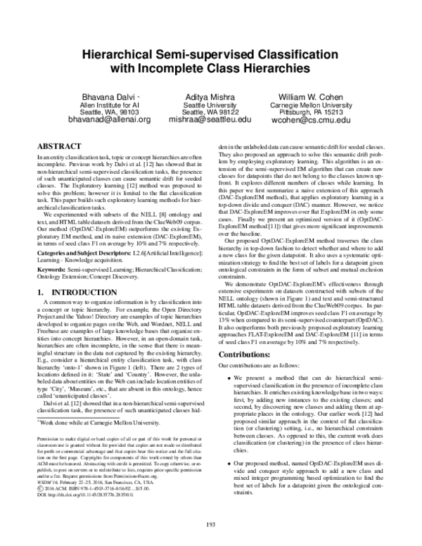 (PDF) Hierarchical Semi-supervised Classification with Incomplete Class Hierarchies