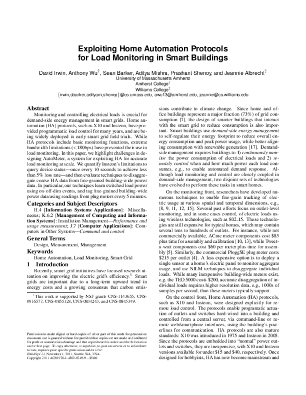 (PDF) Exploiting home automation protocols for load monitoring in smart ...