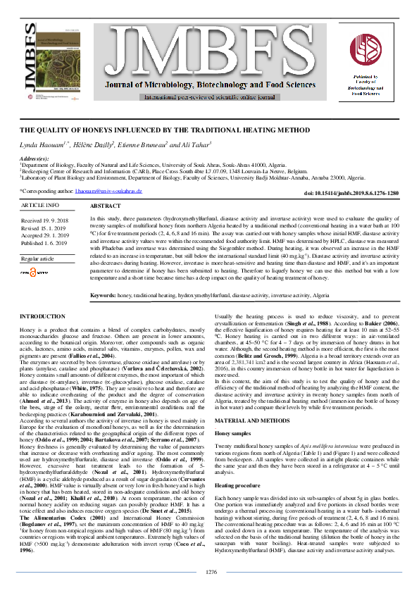 (PDF) The Quality of Honeys Influenced by the Traditional Heating Method