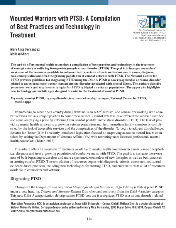 (PDF) Wounded Warriors with PTSD: A Compilation of Best Practices and ...