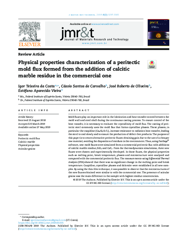 (PDF) Physical properties characterization of a peritectic mold flux ...