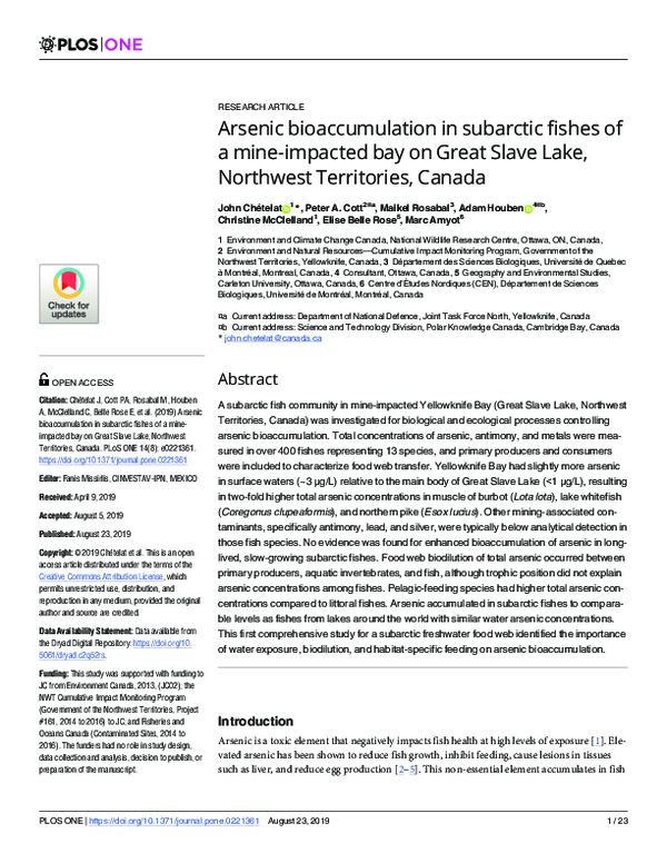 (PDF) Arsenic bioaccumulation in subarctic fishes of a mine-impacted ...