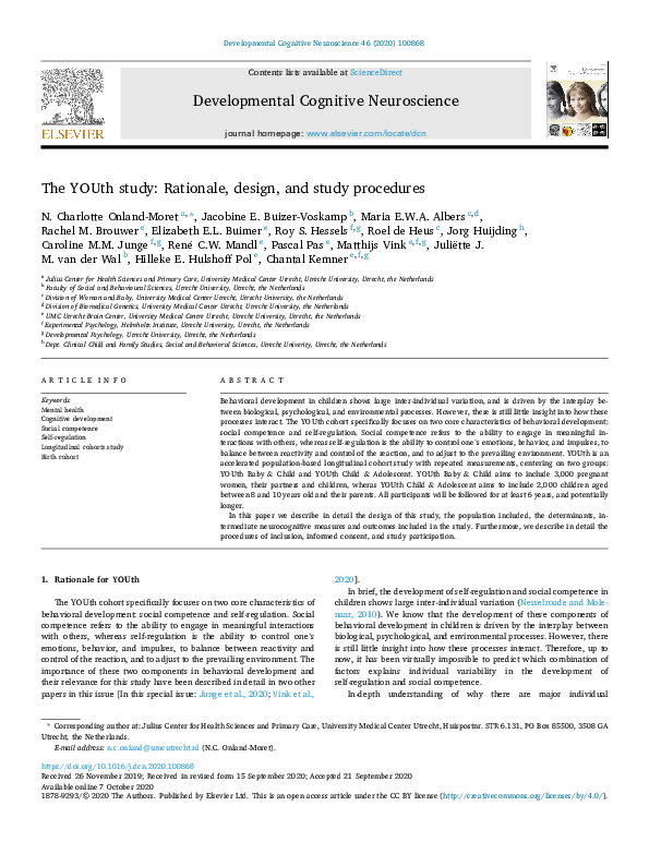 (PDF) The YOUth study: Rationale, design, and study procedures