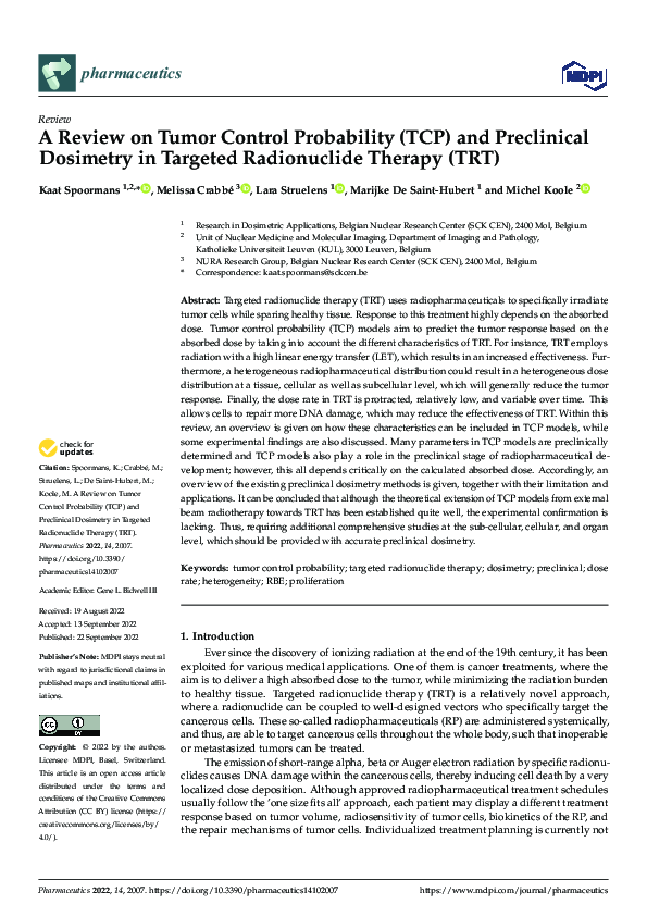 (PDF) A Review on Tumor Control Probability (TCP) and Preclinical ...