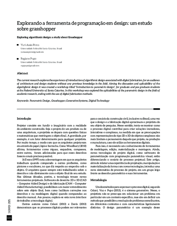 (PDF) Exploring algorithmic design: A study about Grasshopper