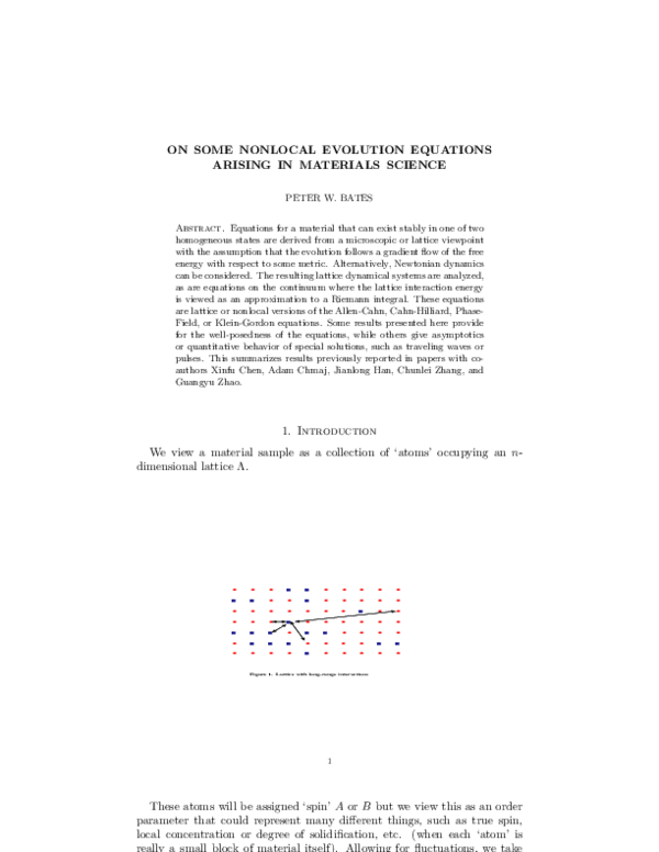 (PDF) On some nonlocal evolution equations arising in materials science