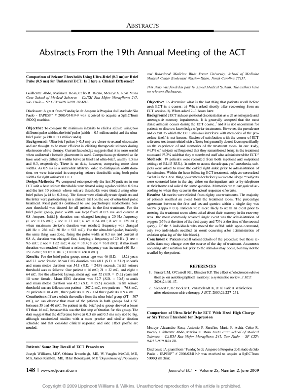 (PDF) Comparison of Ultra-Brief Pulse ECT With Fixed High Charge or Six ...