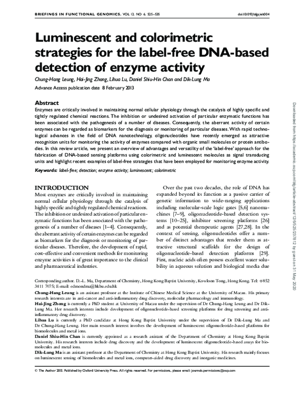 (PDF) Luminescent and colorimetric strategies for the label-free DNA ...