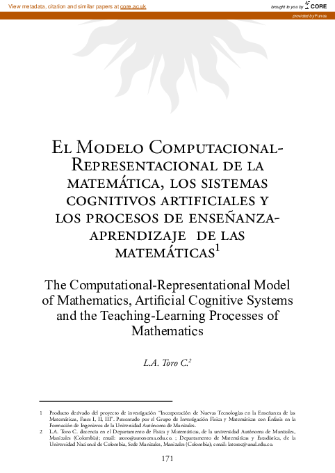 (PDF) El modelo computacional- representacional de la matemática, los ...