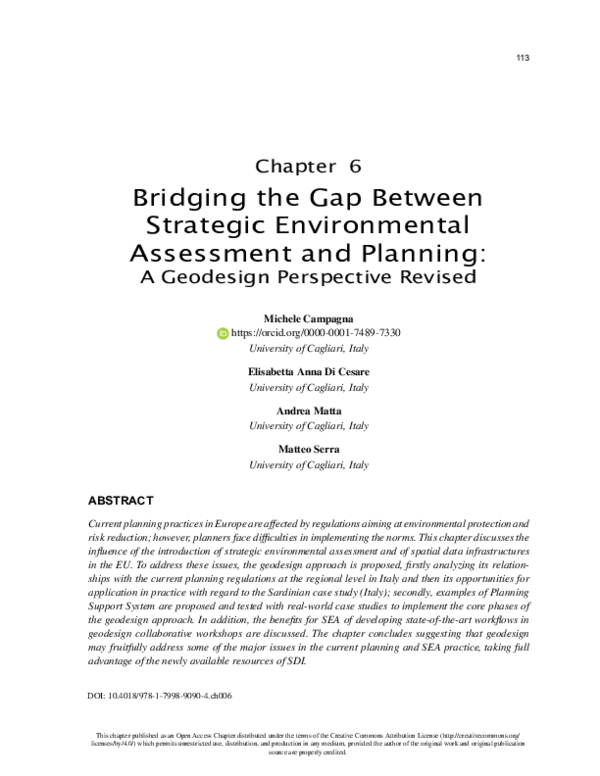 (PDF) Bridging the Gap Between Strategic Environmental Assessment and ...