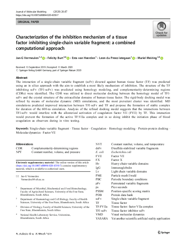 Characterization of the inhibition mechanism of a tissuefactor ...