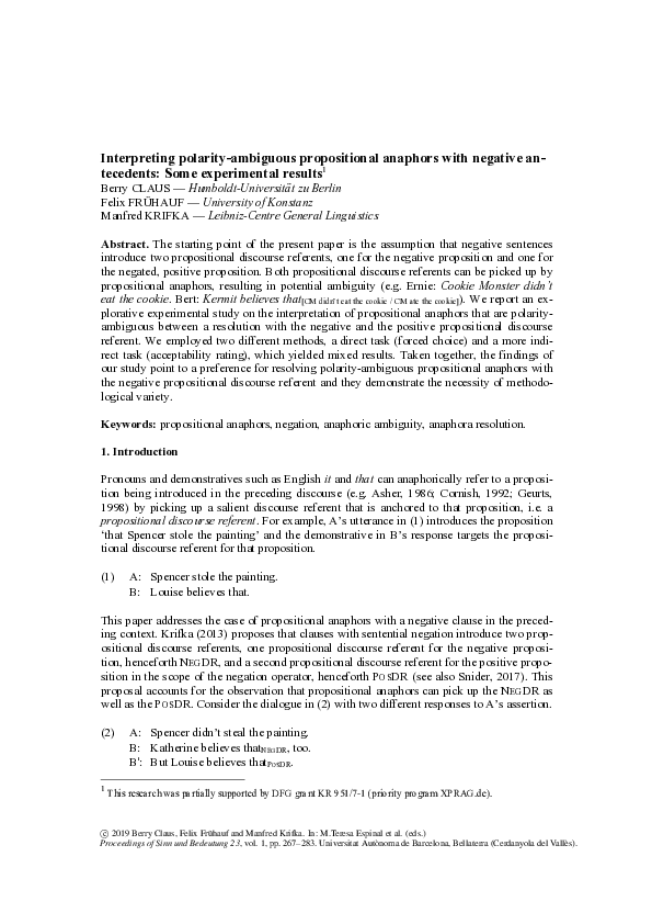 (PDF) Interpreting polarity-ambiguous propositional anaphors with ...