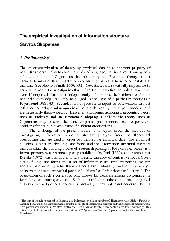 (PDF) The empirical investigation of information structure | Manfred ...