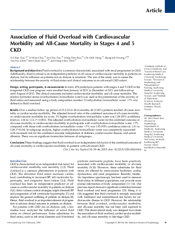 (PDF) Association of fluid overload with cardiovascular morbidity and ...