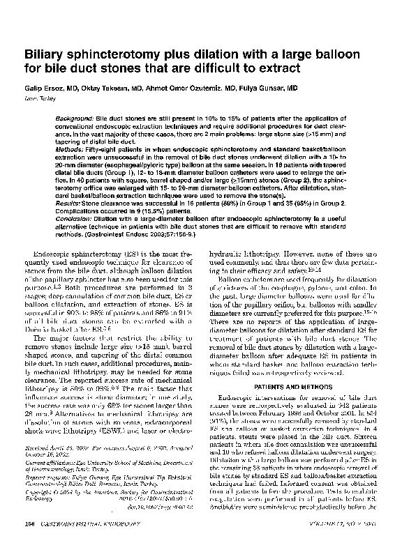 (PDF) Biliary sphincterotomy plus dilation with a large balloon for ...