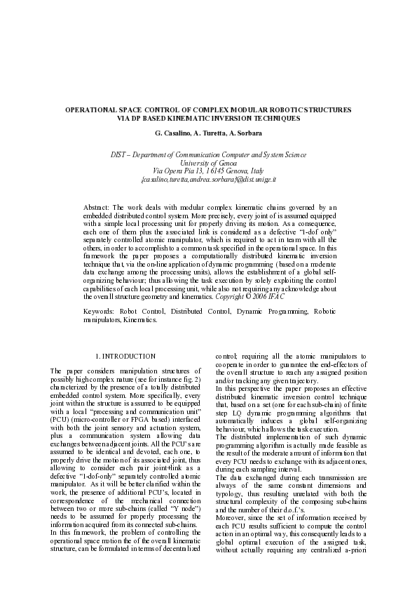 Pdf Operational Space Control Of Complex Modular Robotic Structures Via Dp Based Kinematic