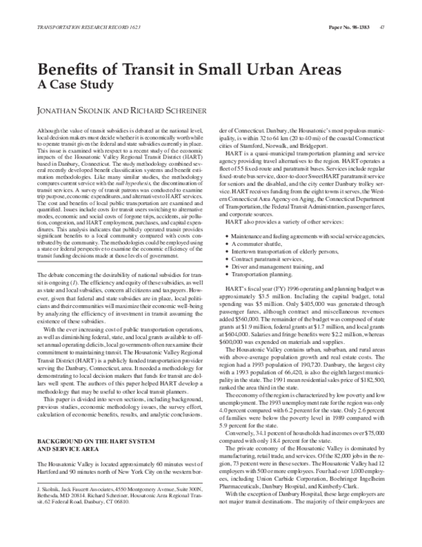 (PDF) Benefits of Transit in Small Urban Areas: A Case Study
