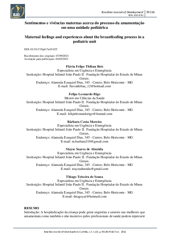 (PDF) Sentimentos e vivências maternas acerca do processo da ...