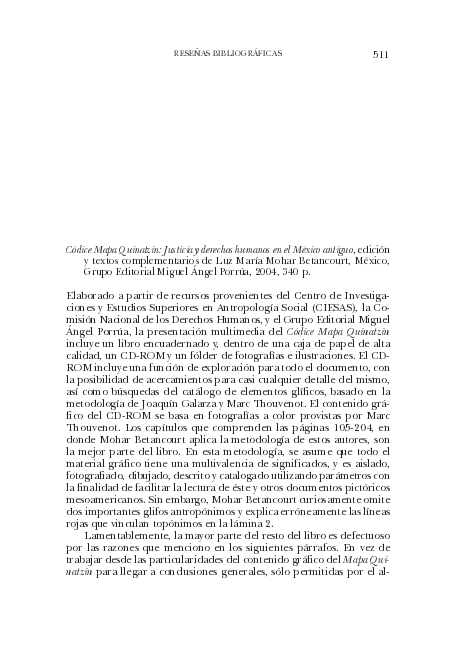 (PDF) Review of: Códice Mapa Quinatzin: justicia y derechos humanos en ...