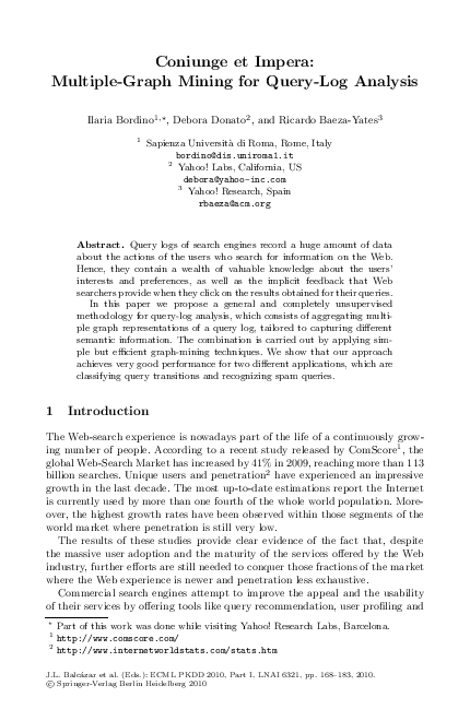 (PDF) Coniunge et Impera: Multiple-Graph Mining for Query-Log Analysis