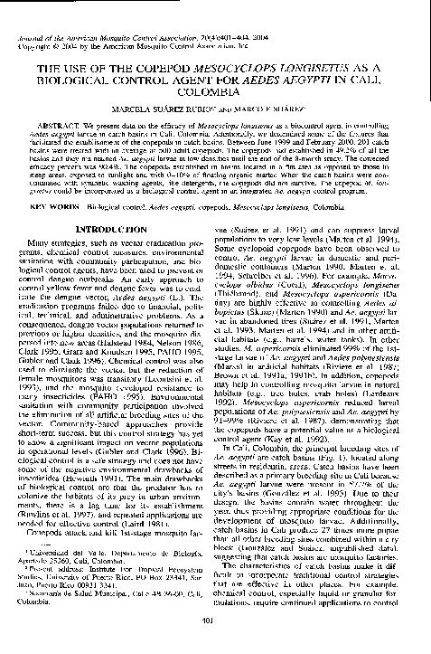 (PDF) The use of the copepod Mesocyclops longisetus as a biological ...