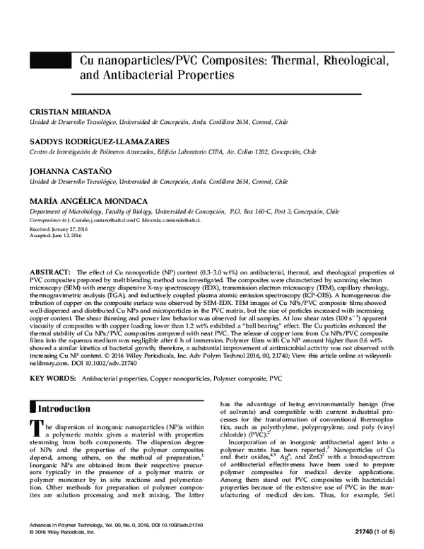 (PDF) Cu nanoparticles/PVC Composites: Thermal, Rheological, and ...